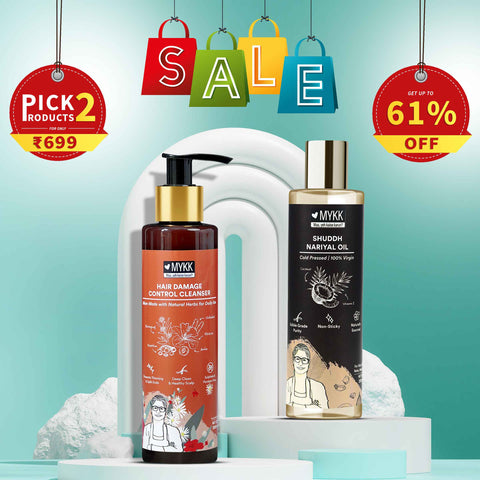 MYKK Shuddh Nariyal Oil 200ml & Hair Damage Control Cleanser Shampoo 2 ...